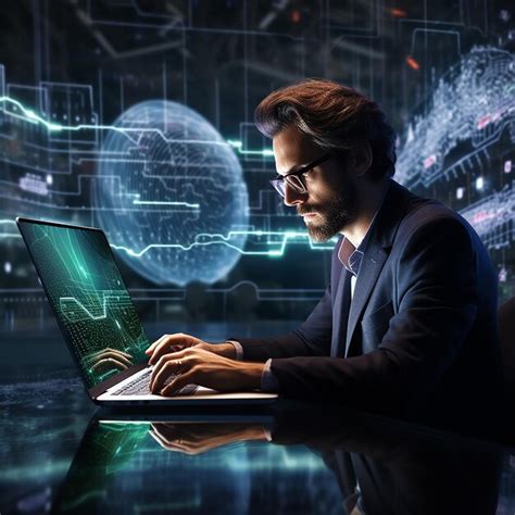 Premium Ai Image Data Scientist Programmer Using Laptop Analyzing