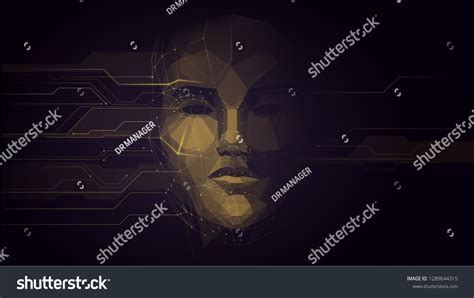 Concept Artificial Intelligence Face Robot Face Stock Vector Royalty Free