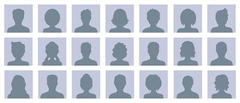 아바타 프로필 아이콘 세트 남자와 여자 머리 남성과 여성 아바타 프로필 기호 얼굴 실루엣 로고 가장자리에 대한 스톡 벡터 아트