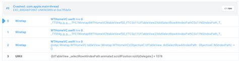 Ios Excbreakpoint Unknown Crash On Line 0 Stack Overflow