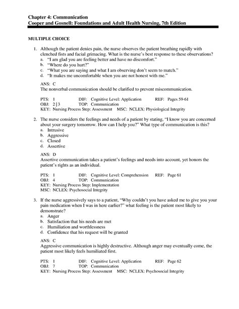 C4 Chapter Practice Questions Chapter 4 Communication Cooper And Gosnell Foundations And