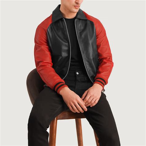 Walton Black And Red Leather Varsity Jacket