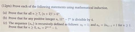 Solved 12pts Prove Each Of The Following Statements Using