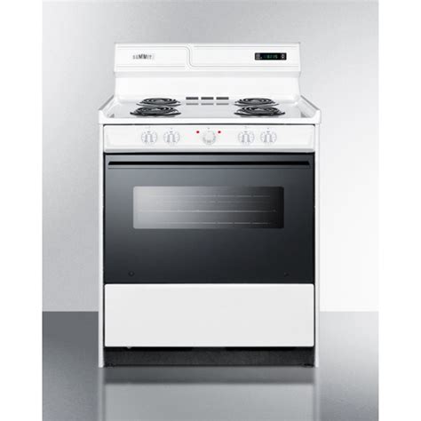 30 Wide Electric Coil Top Range In White With Black Door Oven Window