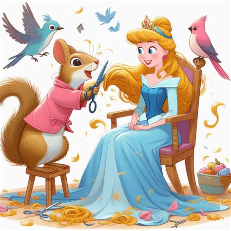 A Squirrel And A Bird Cutting Auroras Hair By Smbssfan On Deviantart