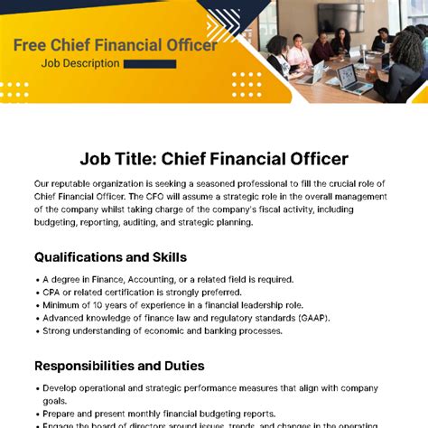 Free Chief Financial Officer Job Description Template To Edit Online