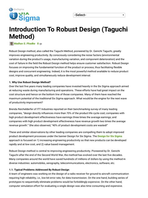 introduction to robust design taguchi method pdf signal to noise