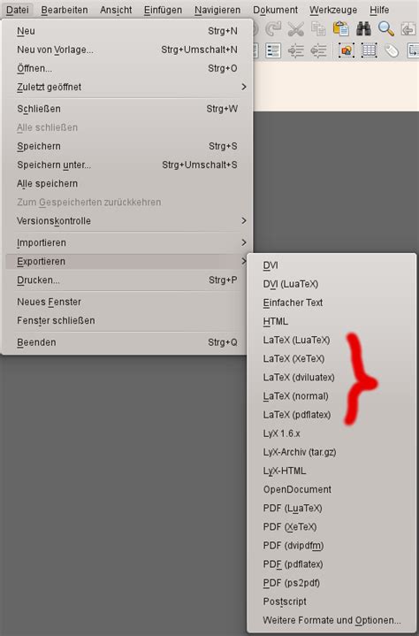 Wie Exportiere Ich Lyx Dokumente Zu Latex Texwelt