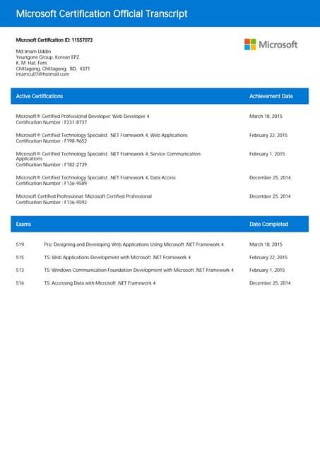 Microsoft Certified Professionaltranscript Pdf