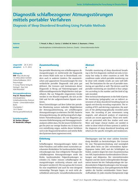 Pdf [diagnosis Of Sleep Disordered Breathing Using Portable Methods ]