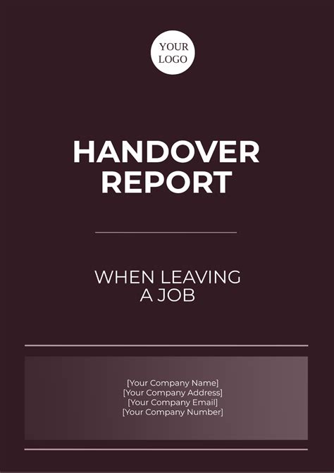 FREE Handover Report Templates Equipment Handover Document Template Get Top Document Resources