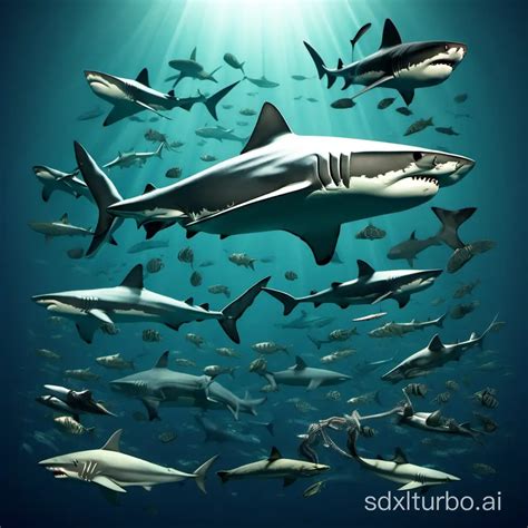Deep Sea Exploration Encounter With Sharks Sdxl Free Online