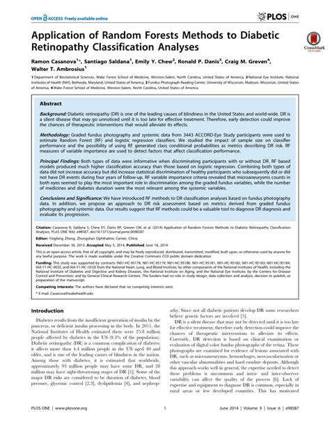 Pdf Application Of Random Forests Methods To Diabetic Retinopathy Classification Analyses