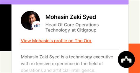 Mohasin Zaki Syed Head Of Core Operations Technology At Citigroup