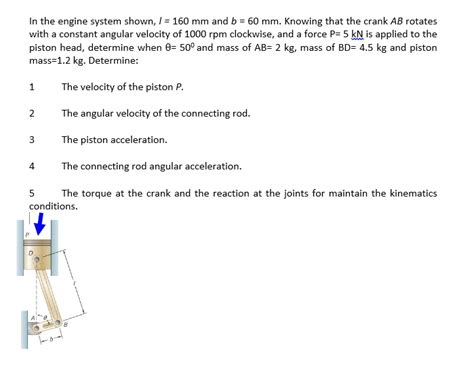 solved in the engine system shown 160 mm and b 60 mm knowing that