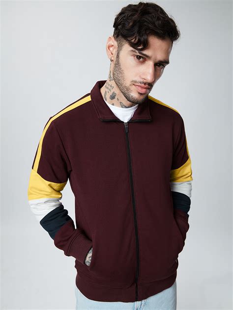 buy solids red white navy colourblock jacket online