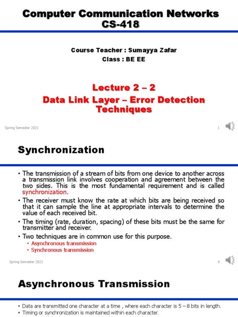Computer Communication Networks CS-418: Lecture 2 - 2 Data Link Layer - Error Detection ...