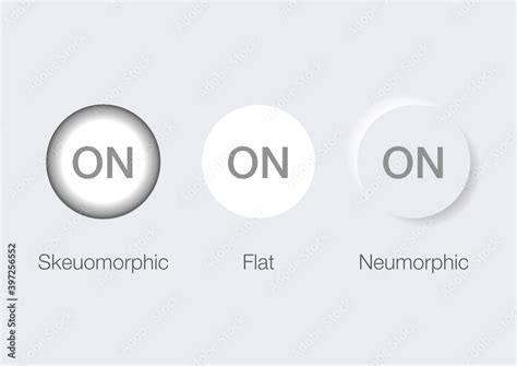 Comparison Of Different Design Styles Skeuomorphism Flat And Neumorphism With Examples Stock