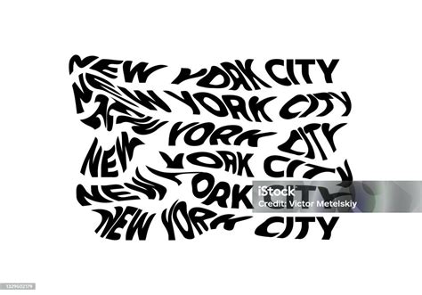 물결 모양의 문자와 뉴욕시 타이포그래피 텍스트 또는 슬로건 잔물결 또는 결함 효과가 있는 티셔츠 그래픽 추상 프린트 배너 포스터