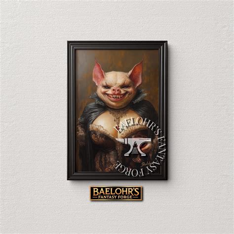 Wicked Vampire Bat Duchess Printable Art Gothic Anthropomorphic Bat