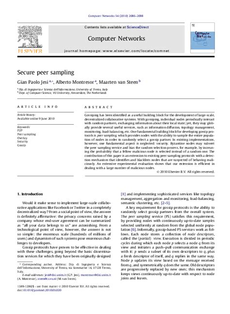 Pdf Secure Peer Sampling
