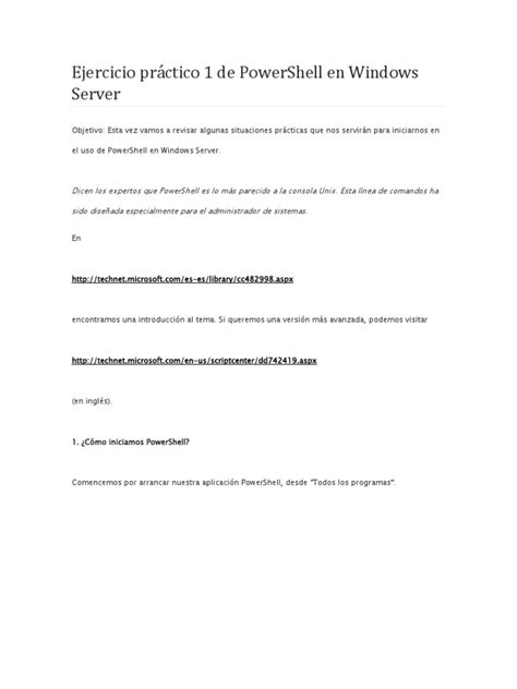 Ejercicio Práctico 1 De Powershell En Windows Server Pdf Interfaz De Línea De Comando