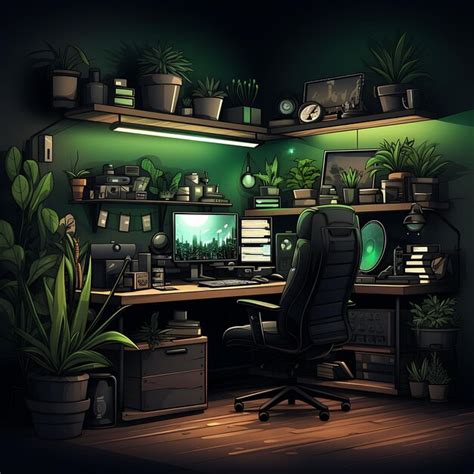 Premium Photo Watercolor Software Engineer Room With High Performance