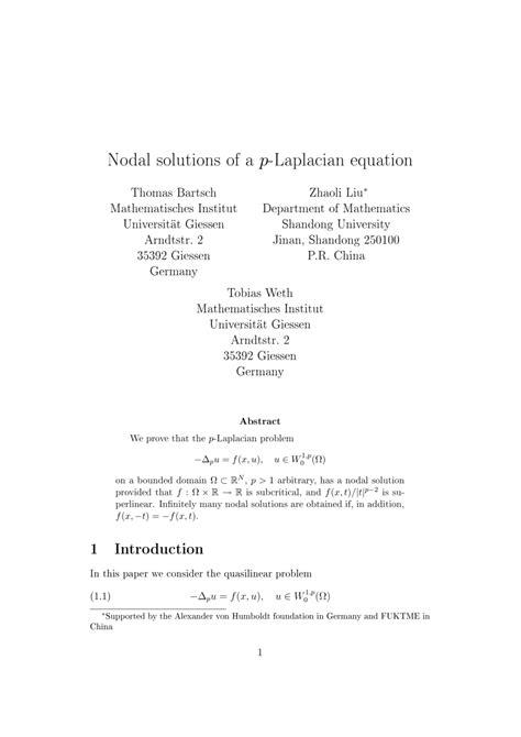 Pdf Nodal Solutions Of A P Laplacian Equation