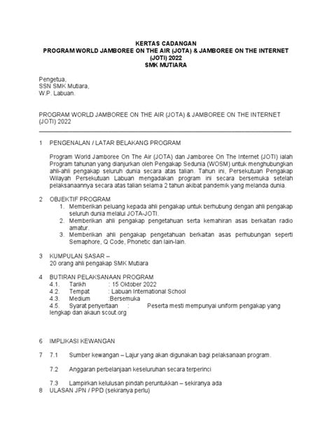 Kertas Kerja Jota Joti Smk Mutiara 2022 Pdf