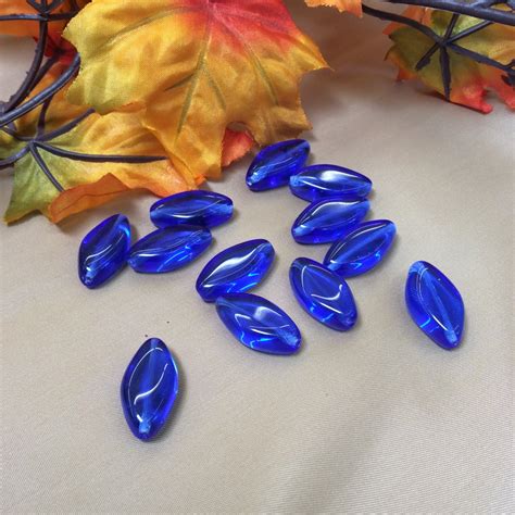 Tapered Blue Translucent Glass Beads 24 Pieces Beadholiday