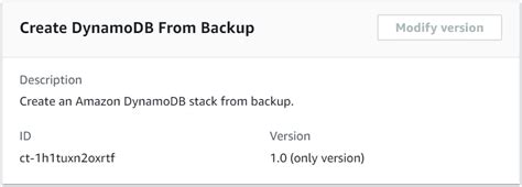 DynamoDB Create From Backup AMS Advanced Change Type Reference