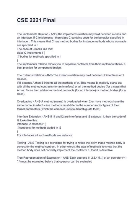 Cse 2221 Final With Complete Solution Cse 2221 Stuvia Us