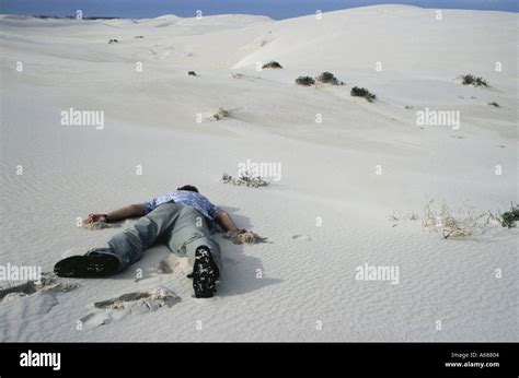 Man In Desert Stock Photo Alamy