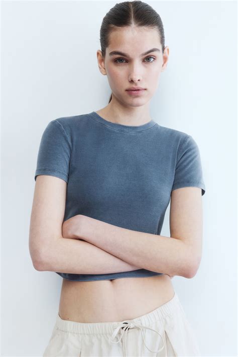 Футболка-топ вискозная с вареным эффектом 2422120023, цвет: синий (47 ...