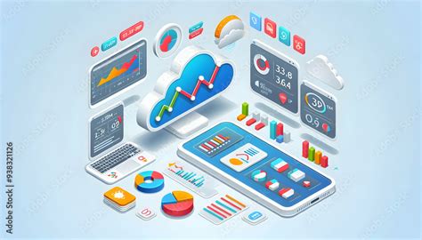 D Flat Vector As Cloud Computing Performance Monitoring With Graph And