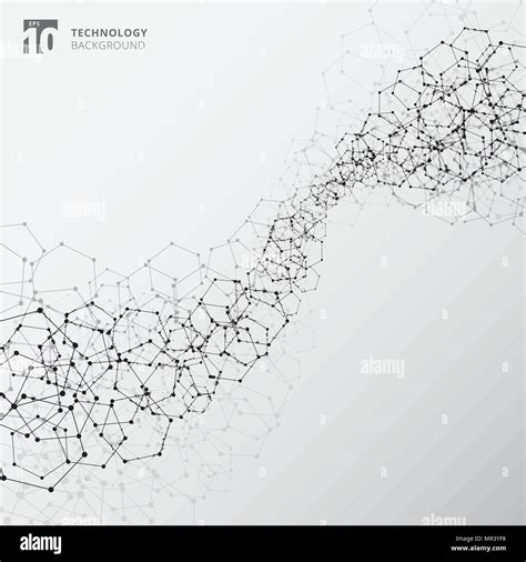 Abstract Technology Connection Structure Elements On White Background Hexagon Pattern Vector