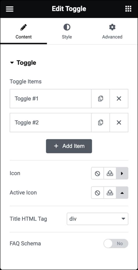 how to use the elementor toggle widget elementor