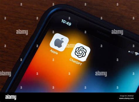 Primo Piano Icone Apple E Chatgpt Visualizzate Sullo Schermo Di Un Iphone Applegpt Apple Gpt