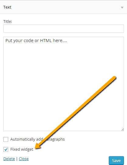 how to set a fixed widget position in wordpress