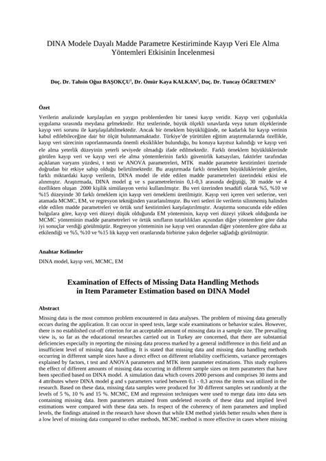 pdf examination of effects of missing data handling methods in item