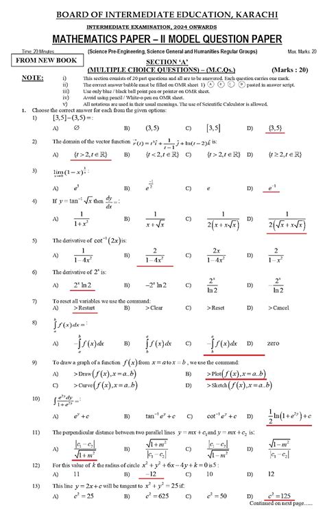 Education Is The Key To Success Mathematics Paper Ii New Book For Hsc Part Ii Science
