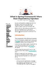 Understanding Spring Framework Dependency Injection And Course Hero