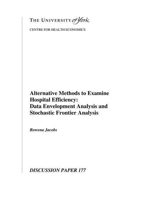 Pdf Alternative Methods To Examine Hospital Efficiency Data