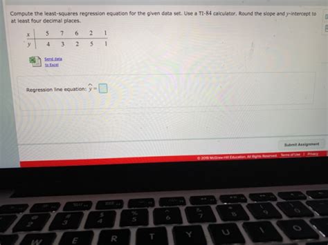 Compute The Least Squares Regression Equation For The Given Data Set