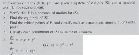 Solved In Exercises I Through You Are Given A System Of Chegg