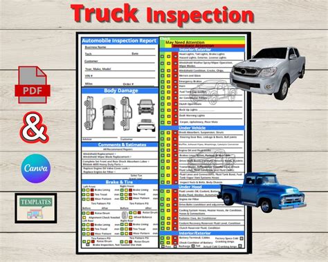 Truck Inspection Report Pickup Truck Checklist Vehicle Inspection