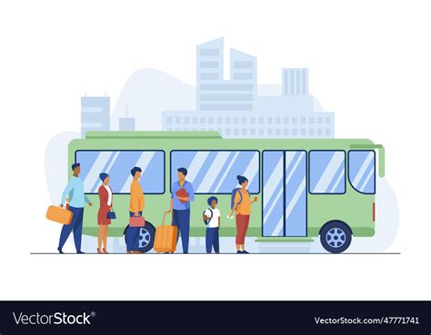 Passengers Waiting For Bus In City Royalty Free Vector Image