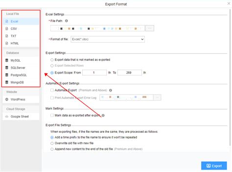 what file does the data of the software support exporting to
