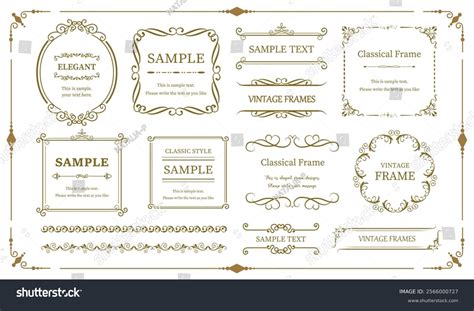 Ornate Vintage Frames Scroll Elements Classic Stock Vector Royalty