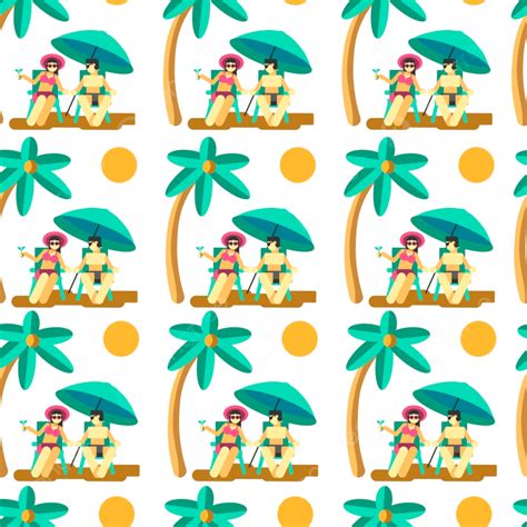 우산 원활한 패턴의 그늘 아래 앉아 해변에서 휴식을 취하는 남자와 여자 배경 무늬 하계 쉬다 배경 일러스트 및 사진 무료 다운로드 Pngtree